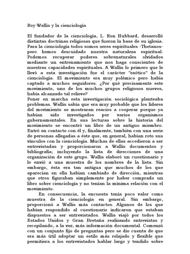 Roy Wallis y La Cienciología | PDF