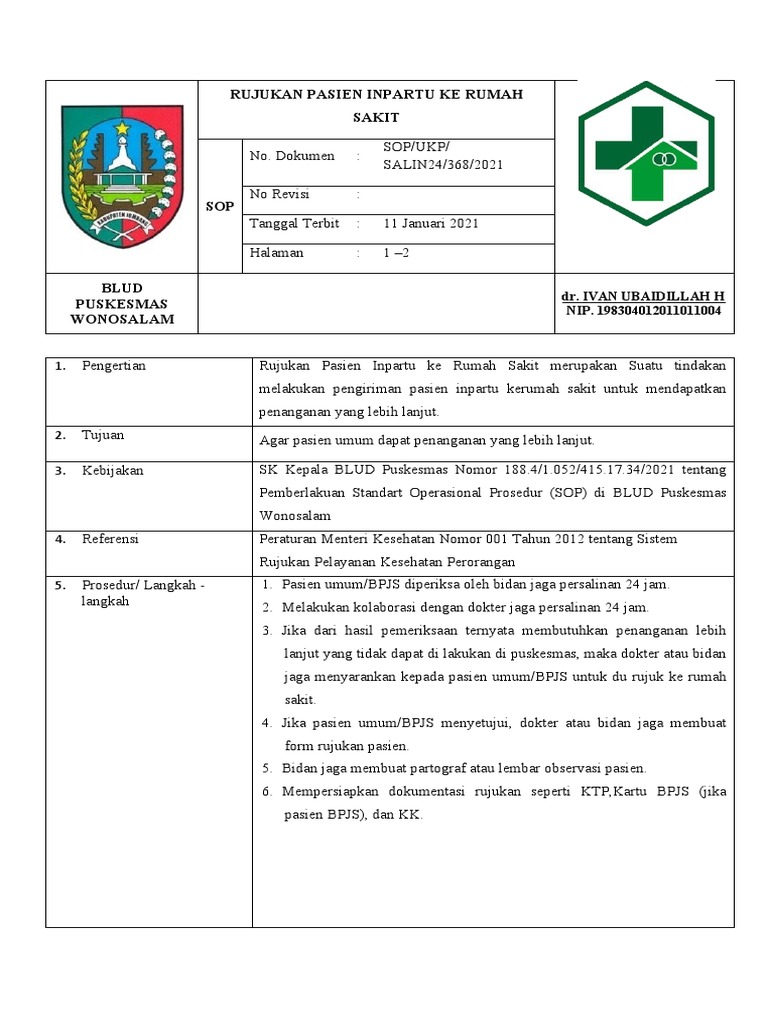 Sop 09 Rujukan Ke Rs Poned | PDF