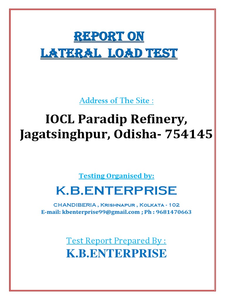 Lateral Test Alkylate Pump House - 15.54 MT, Dia-600mm PDF | PDF