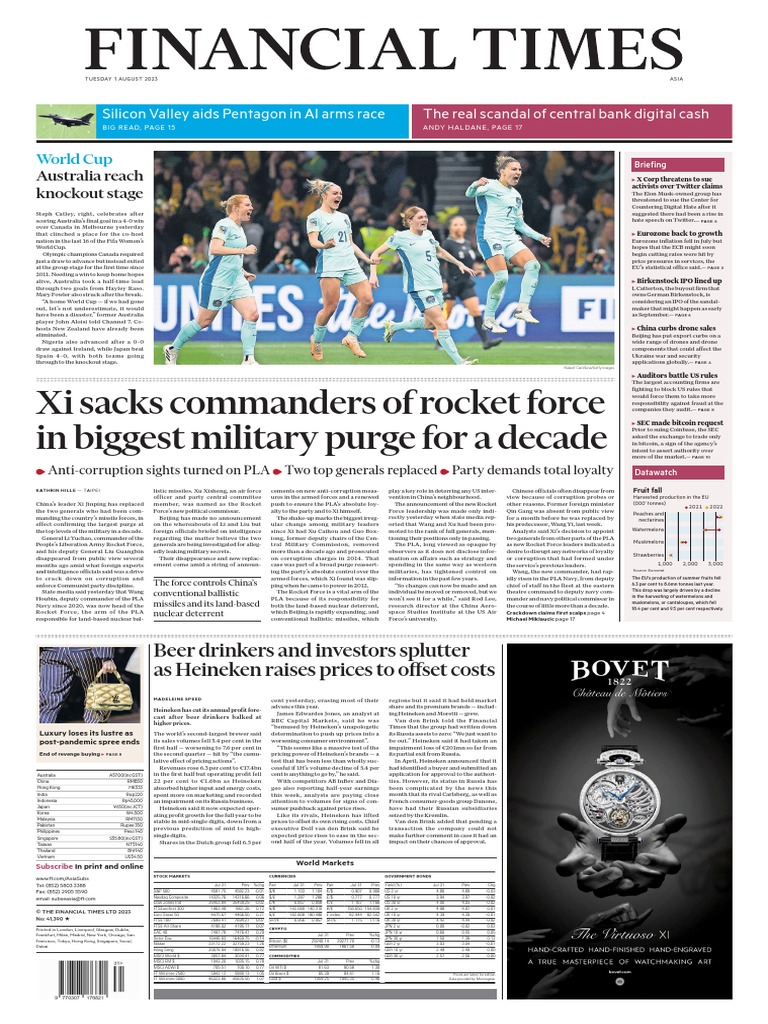 Financial Times Asia 1 August 2023 | PDF | People's Liberation Army