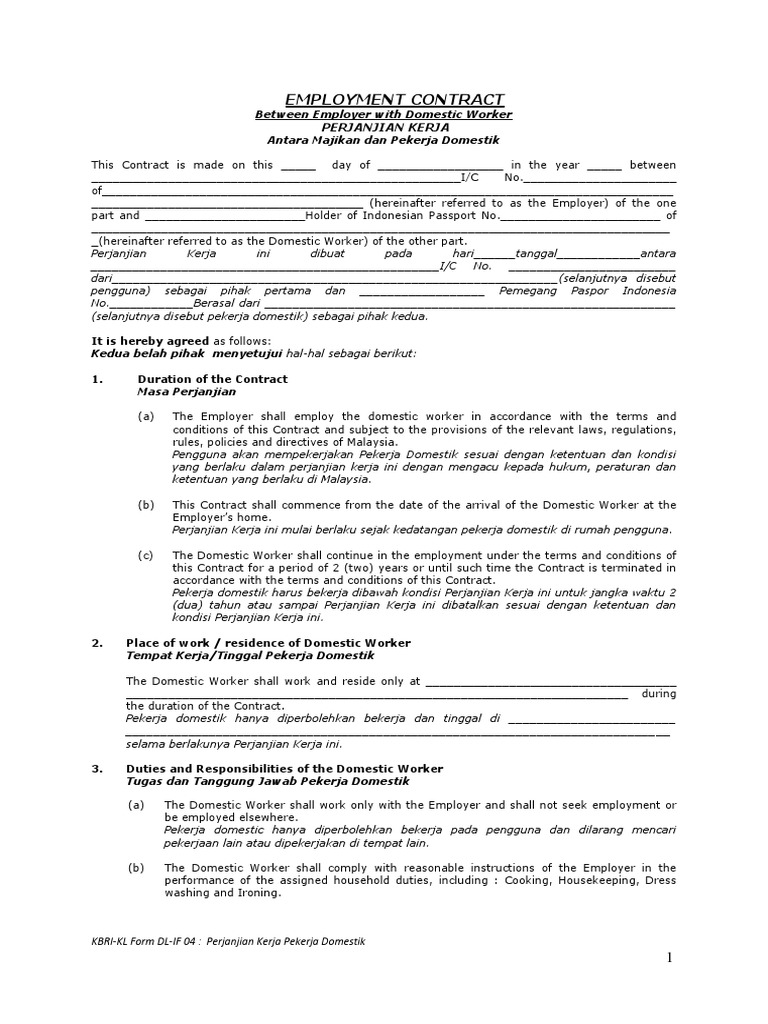 Indonesia Employment Contract | PDF | Hukum