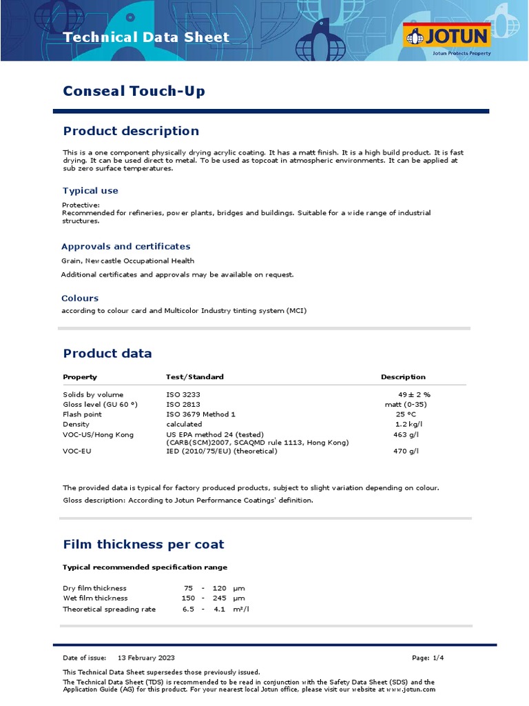 TDS 429 Conseal Touch-Up Euk GB | PDF