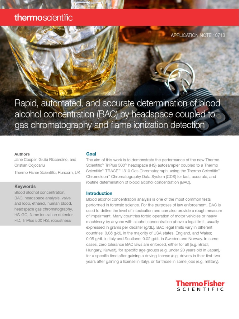 Alcohol Blood - Thermo | PDF | Chromatography | Gas Chromatography
