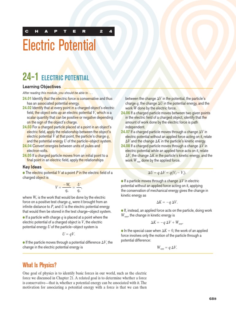 Chapter 24 - Electric Potential | PDF | Potential Energy | Force