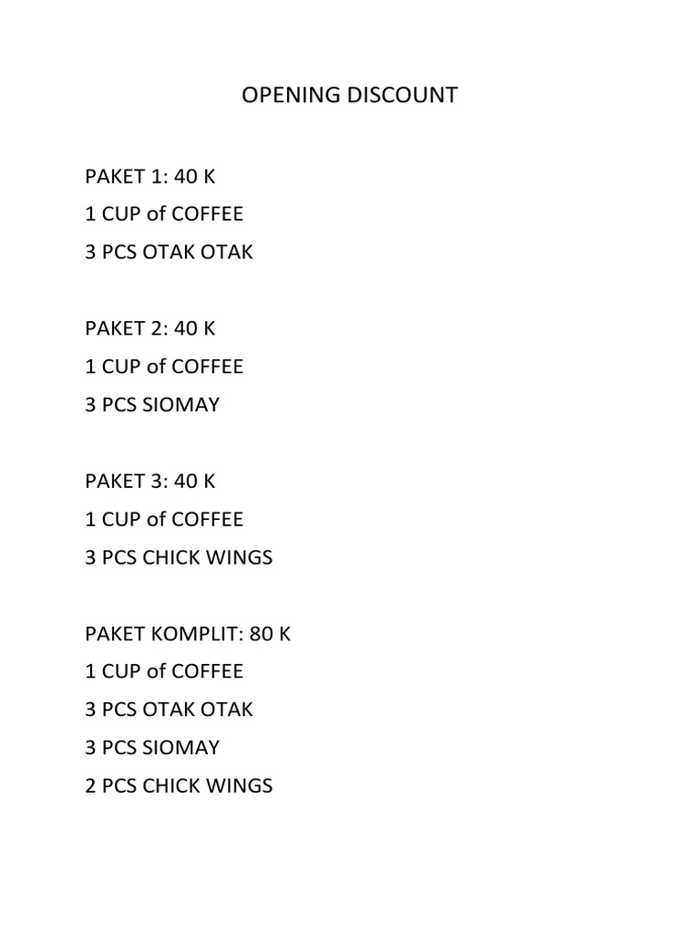 Menu Paket | PDF
