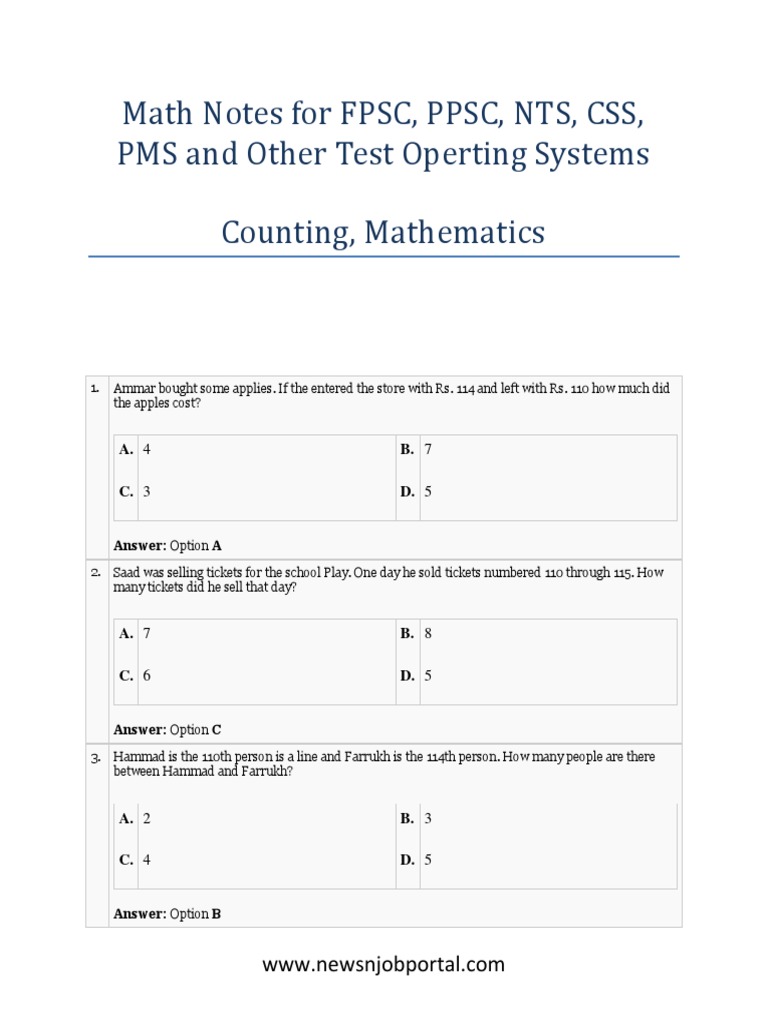 General Maths MCQs | PDF