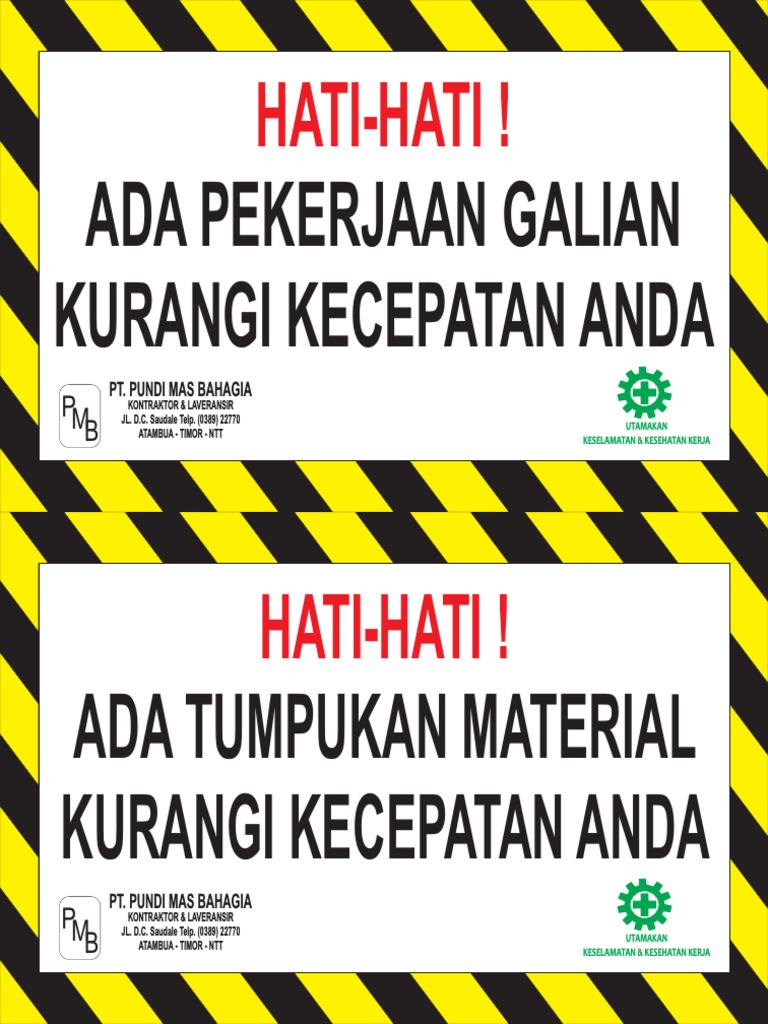 Rambu-Ada Pekerjaan Galian(60x40) | PDF