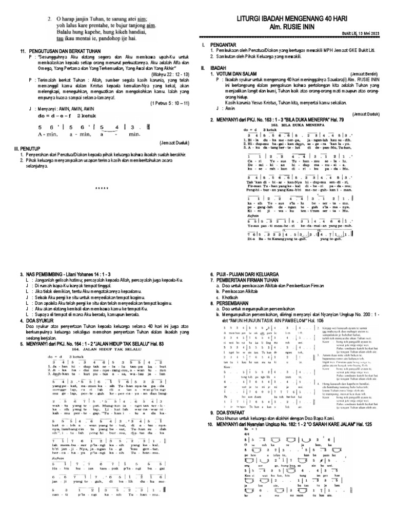 Liturgi Ibadah Mengenang 40 Hari | PDF