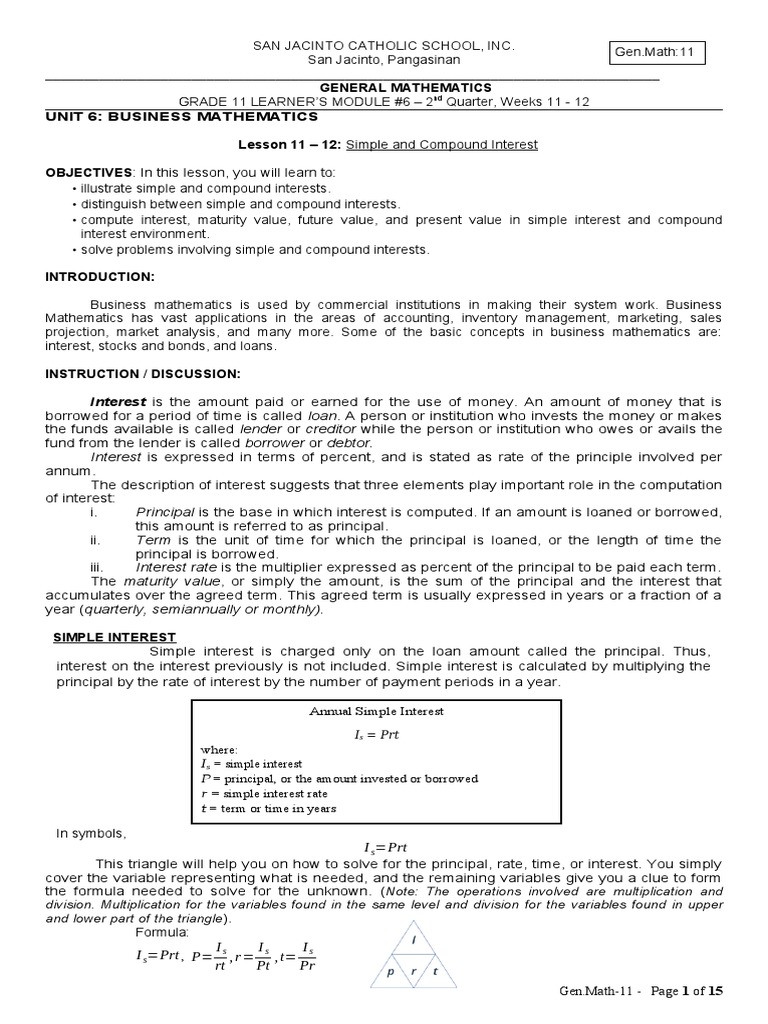 Gen - Math 11 | PDF | Interest | Present Value