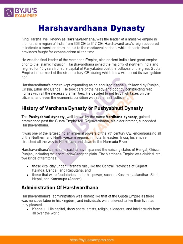 harshavardhana_dynasty_upsc_notes_13 | PDF