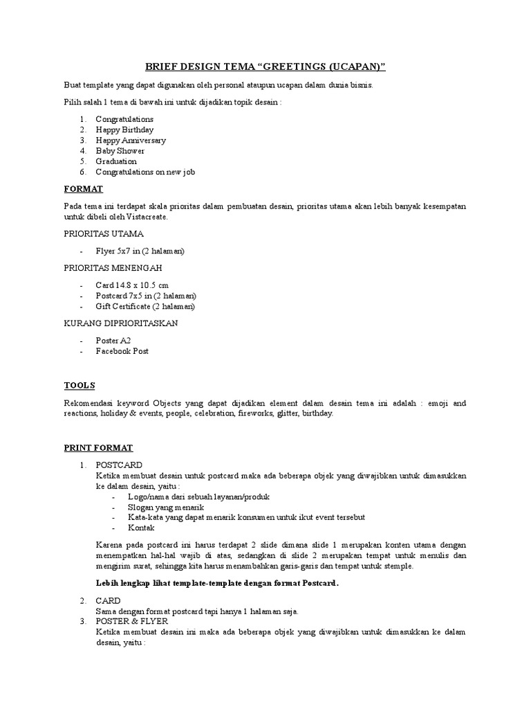 Brief Design Tema Greetings | PDF