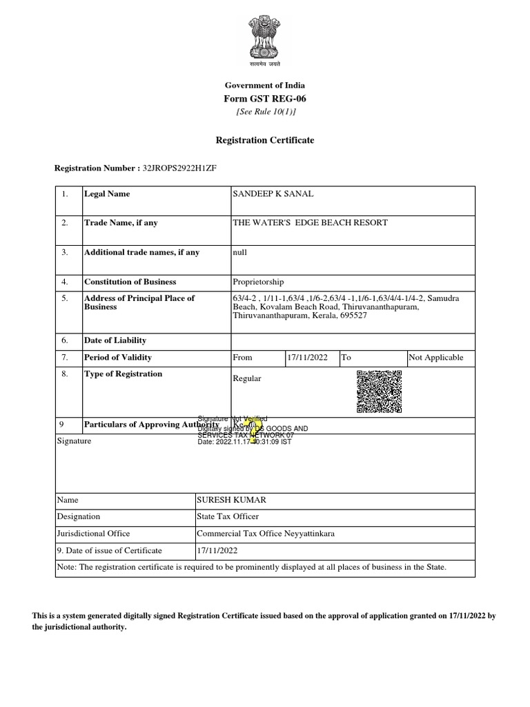 GST Certificate | Download Free PDF | Business | Sole Proprietorship