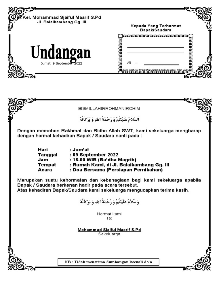 Undangan Doa Bersama | PDF