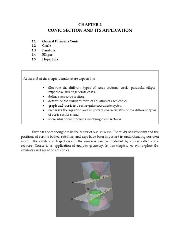 Chapter 4 Conic Section And Its Application Pdf Ellipse Perpendicular