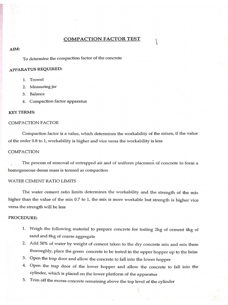 COMPACTION FACTOR TEST | PDF