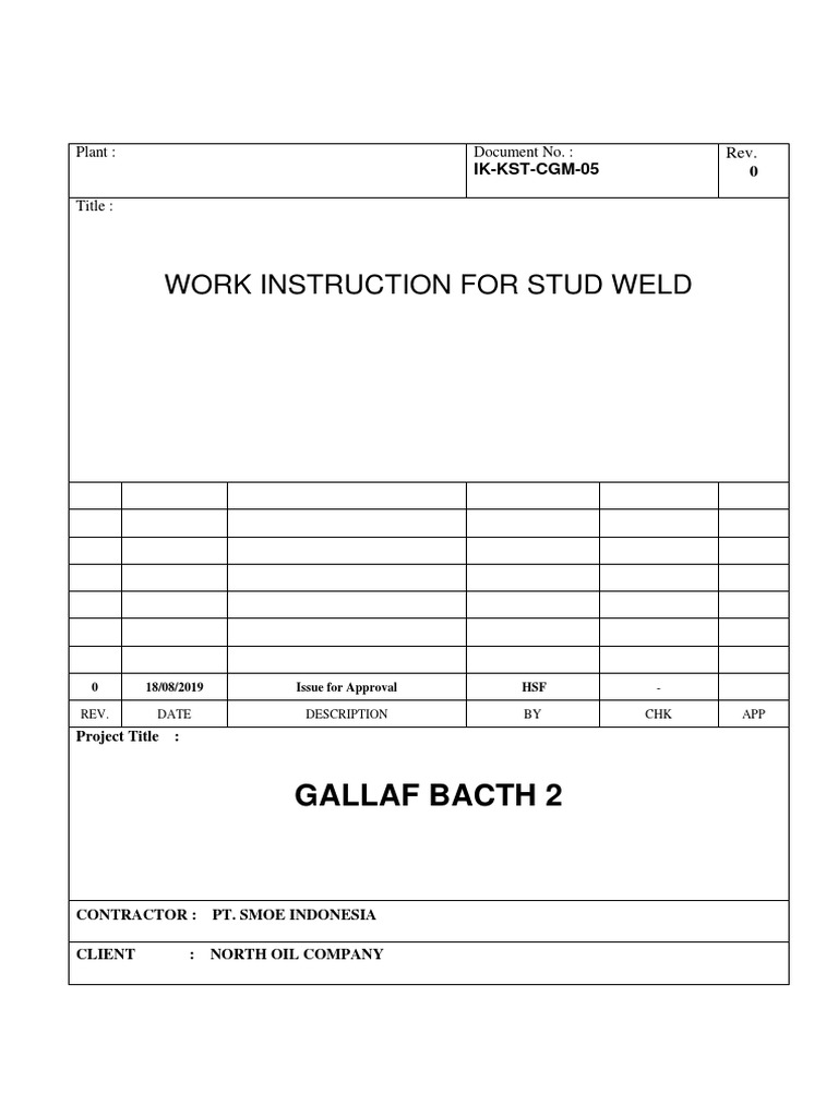 Work Instruction Stud Weld | PDF