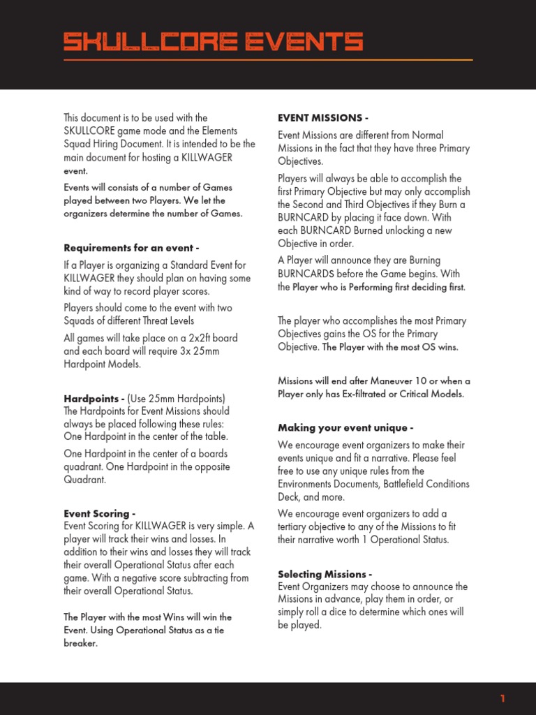 Skullcore Event Missions | PDF