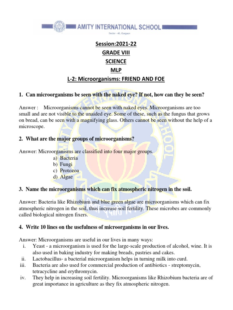 MLP and HLP Microorganisms Class VIII | PDF | Microorganism | Food ...