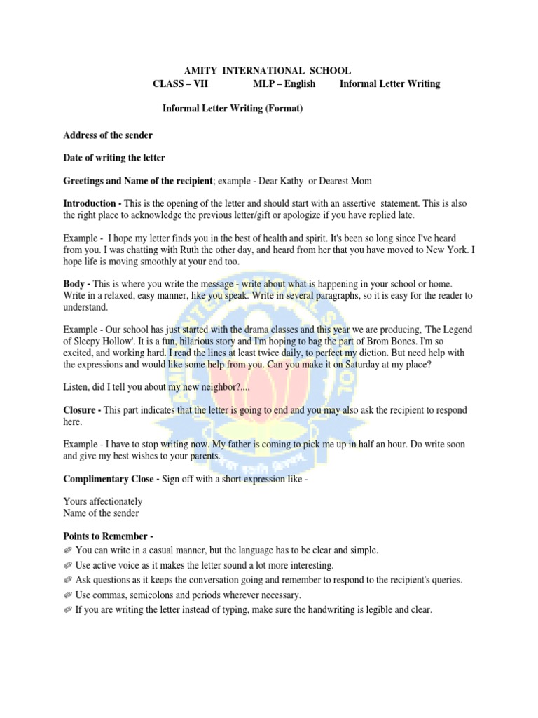 Informal Letter MLP | PDF