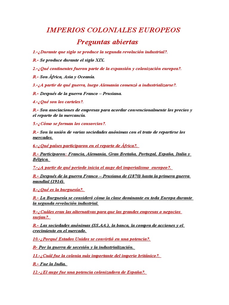 Imperios Coloniales Europeos | PDF