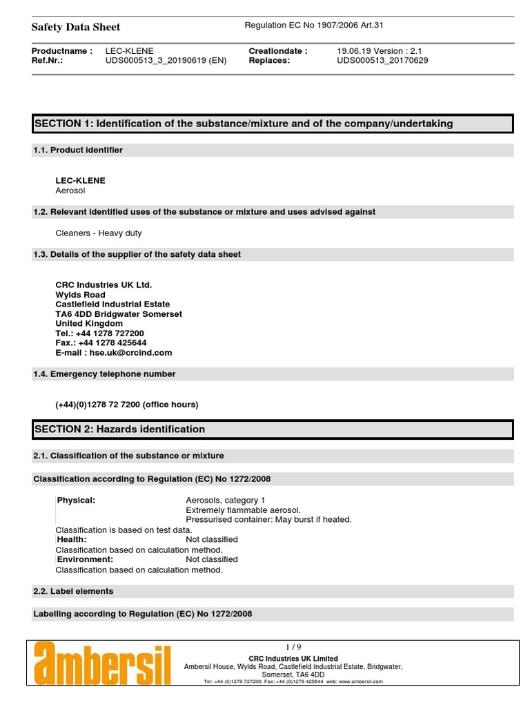 AMBERSIL LEC-KLENE | PDF