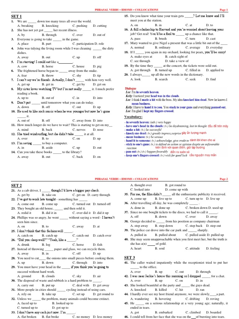 PHRASAL VERBS and IDIOMS - PRACTICE | PDF