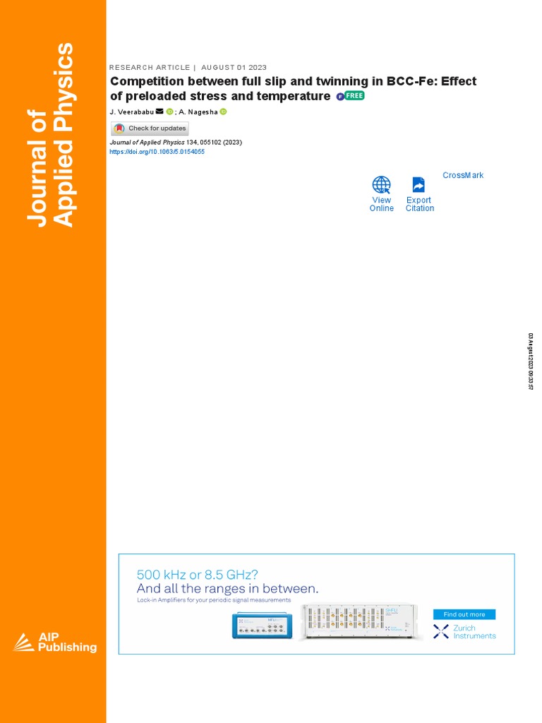 Competition Between Full Slip and Twinning in BCC-Fe Research Paper ...