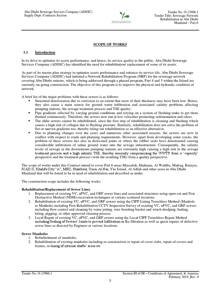Scope of Work | PDF | Sewerage | Sewage Treatment