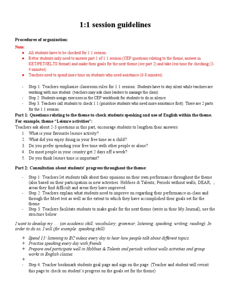 1 - 1 Sessions Preparation Guidance | PDF | Learning | Human Communication
