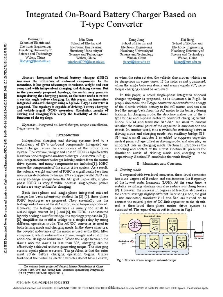 Integrated On-Board Battery Charger Based On T-Type Converter | PDF ...