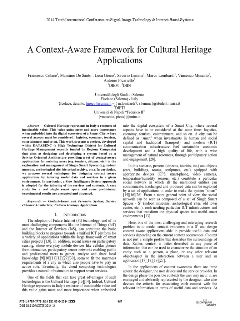 A Context-Aware Framework For Cultural Heritage Applications | PDF