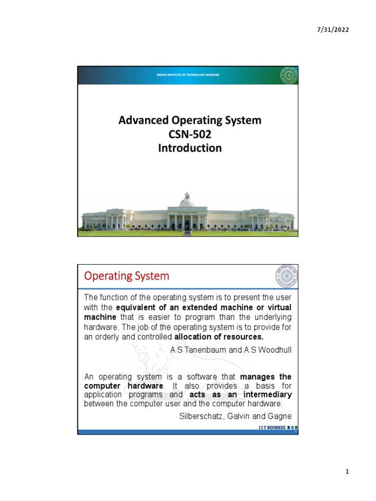 Advanced Operating System CSN-502 | PDF | Operating System | Process (Computing)