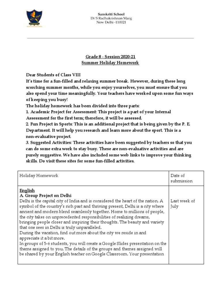 Holiday Homework Grade VIII | PDF | Mathematics