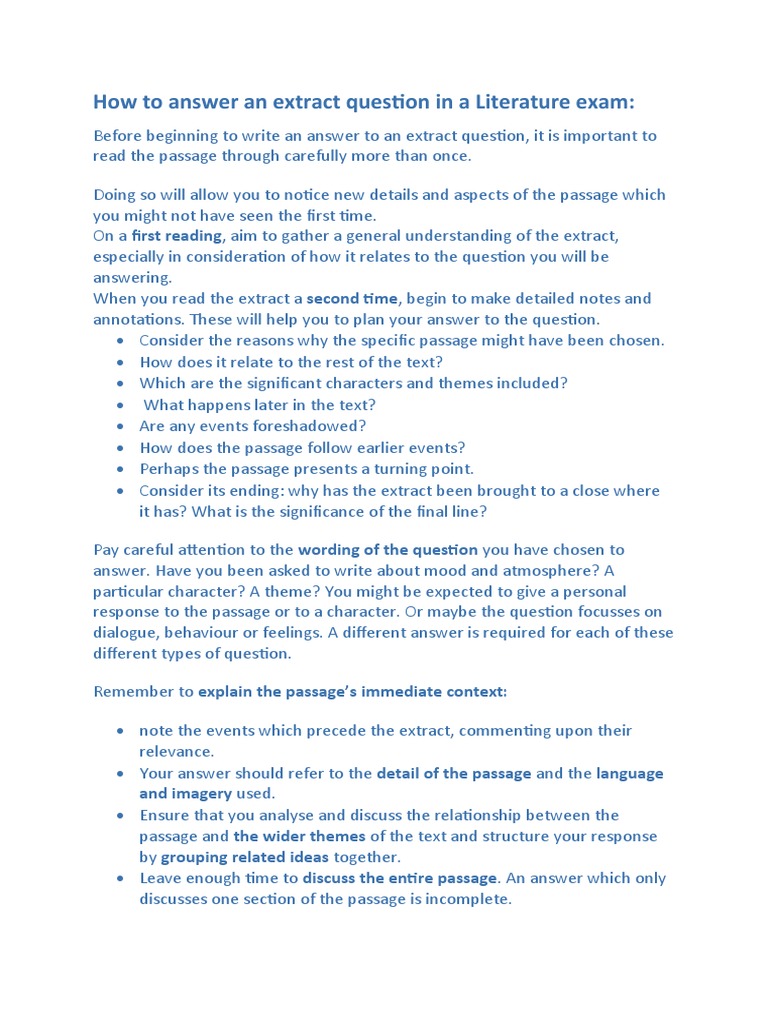 Answering A Passage-Based Question | PDF