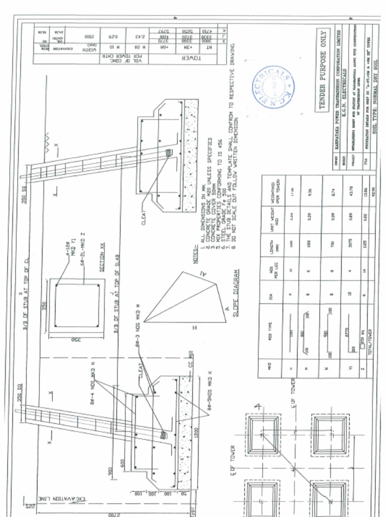 66 KV KPTCL Tower Design-Foundation Details | PDF