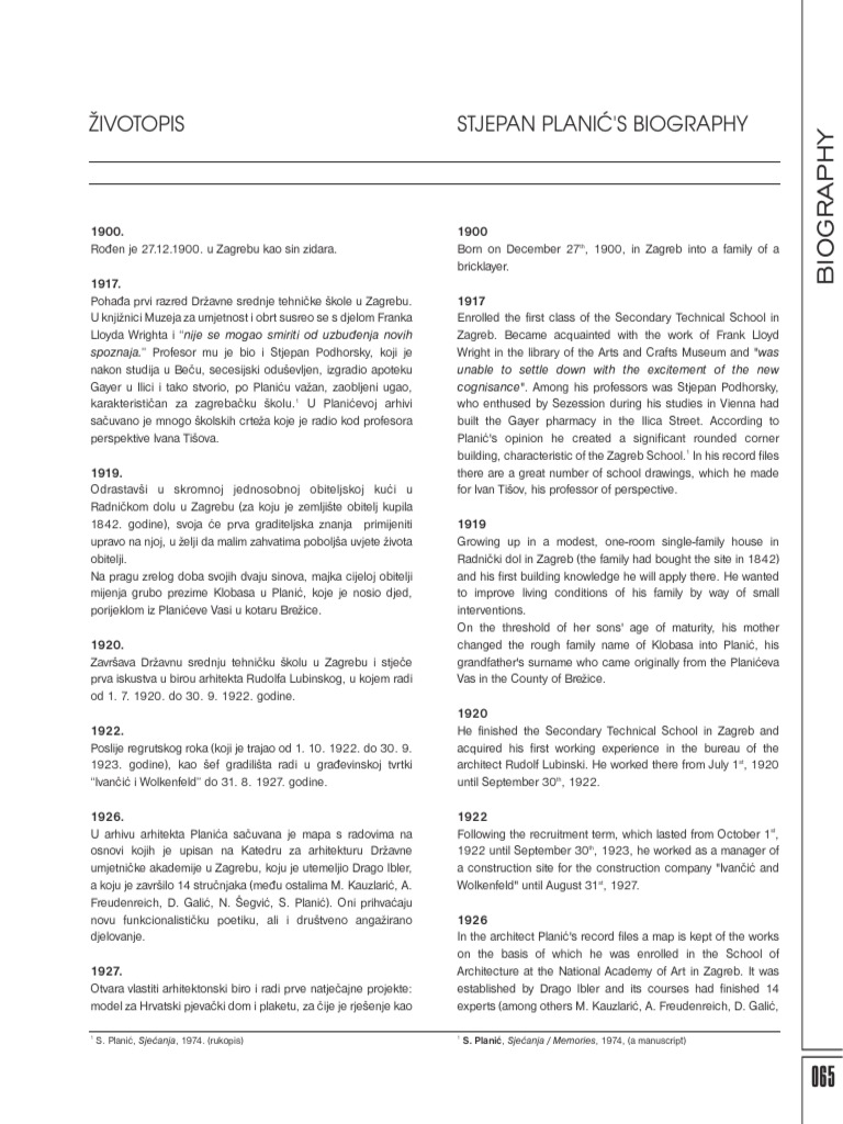 Stjepan-Planic Katalog-Izlozbe 065-075 Zivotopis | PDF