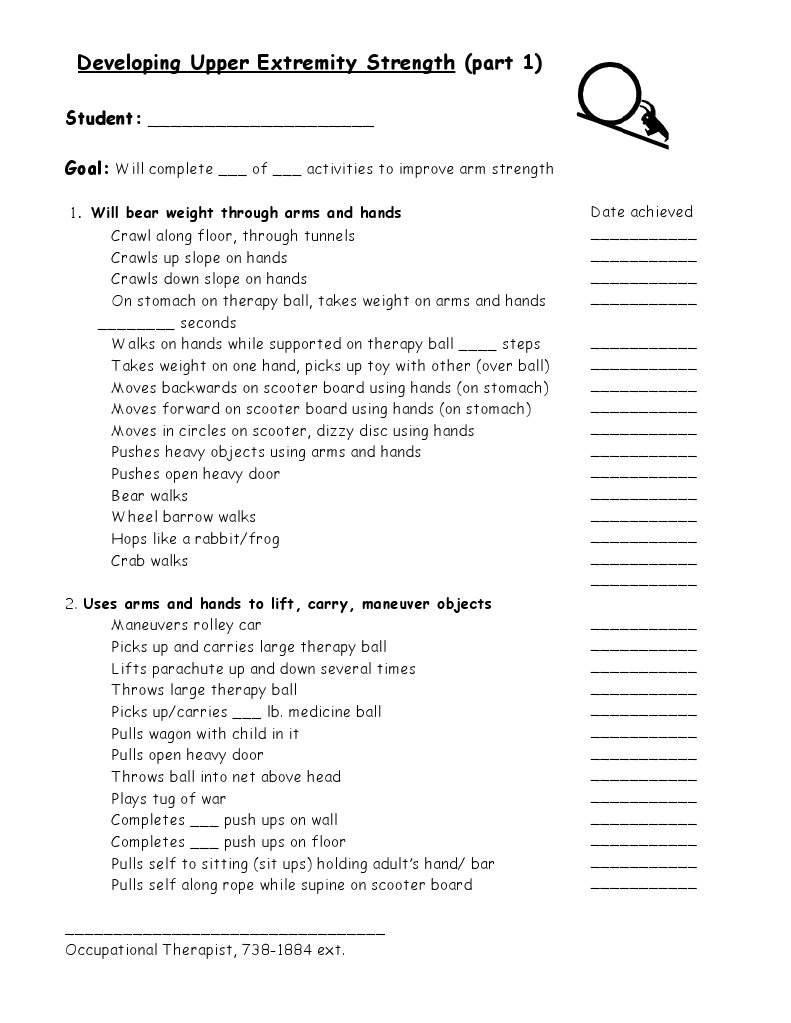 Upper Extremity Strength Activities Guide | PDF