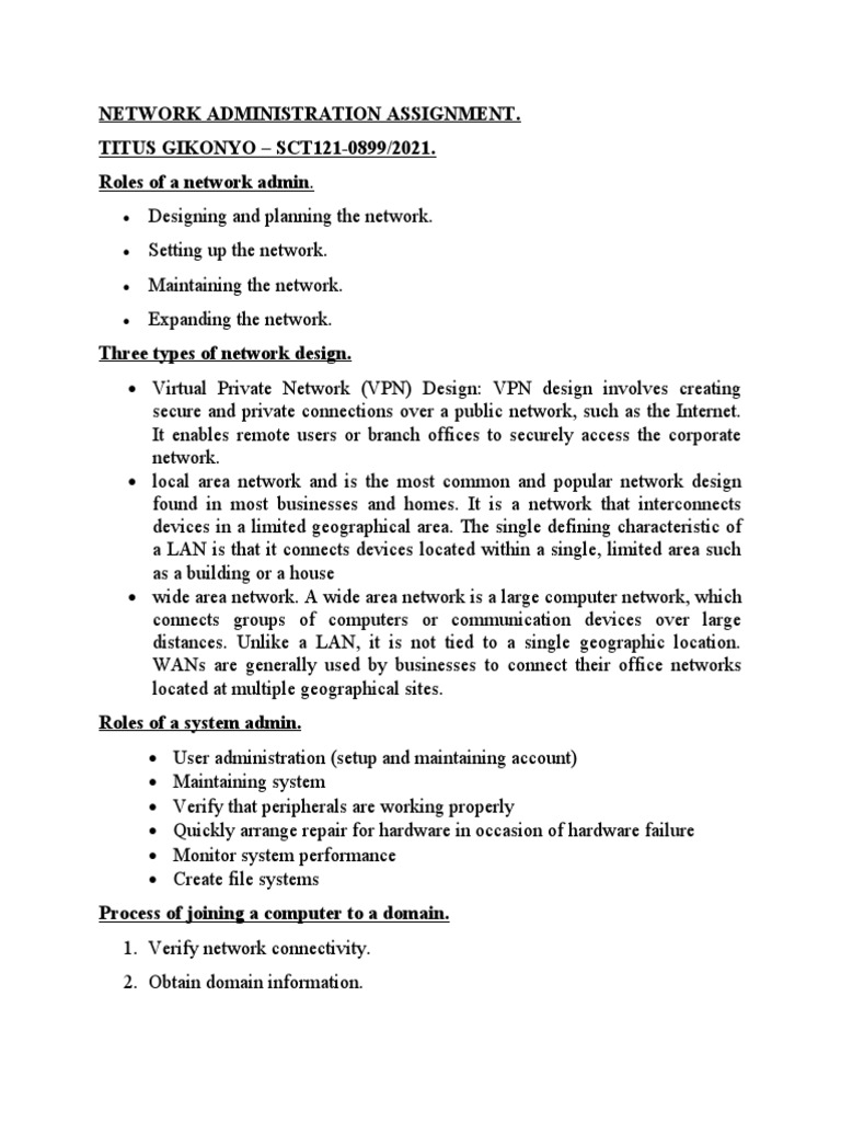 Network Administration Assignment | PDF | Computer Network | Domain Name System