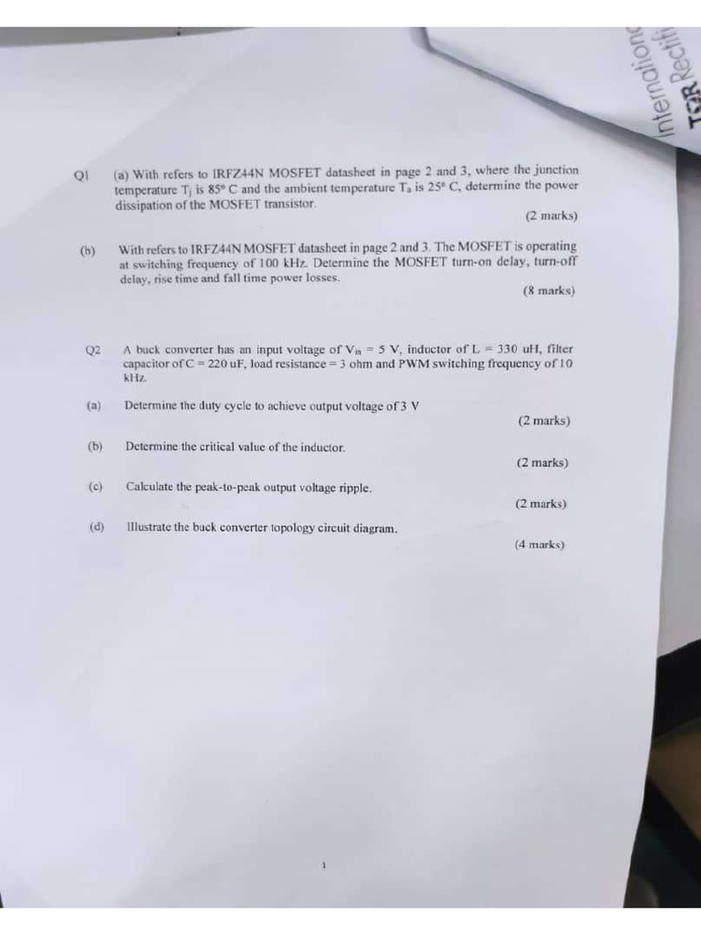 Power electronics Test 1 | PDF