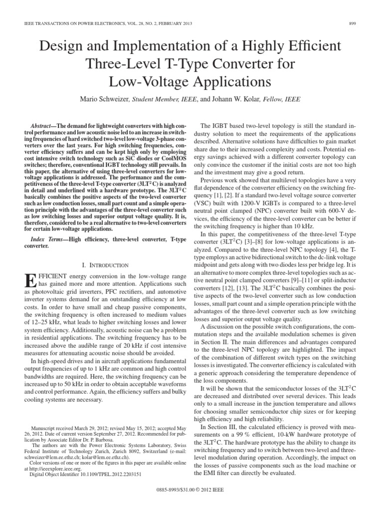 Design and Implementation of A Highly Efficient Three-Level T-Type Converter For Low-Voltage ...