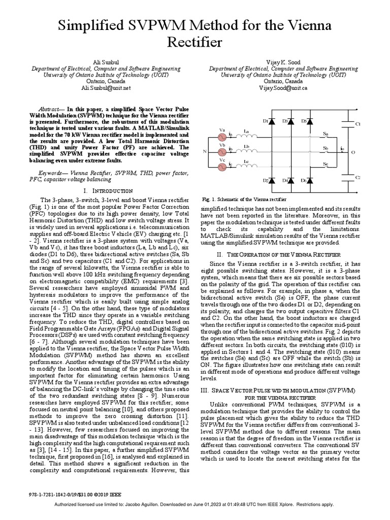 Simplified SVPWM Method For The Vienna Rectifier | PDF | Science & Mathematics