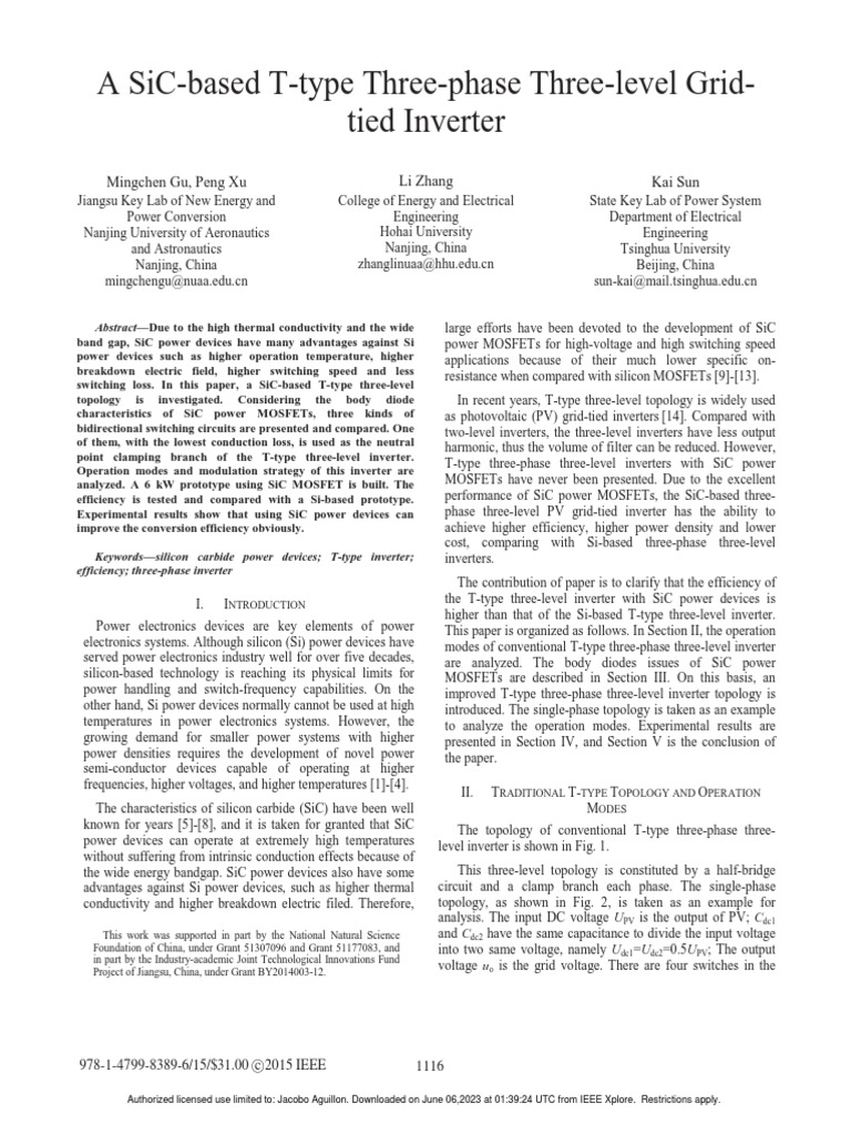 A SiC-based T-Type Three-Phase Three-Level Gridtied Inverter | PDF