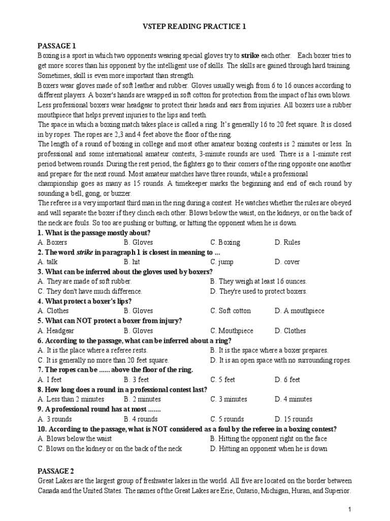 VSTEP READING PRACTICE | PDF