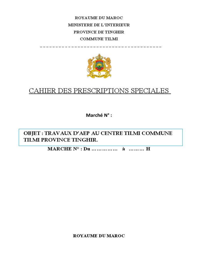 Cahier Des Prescriptions Speciales | PDF