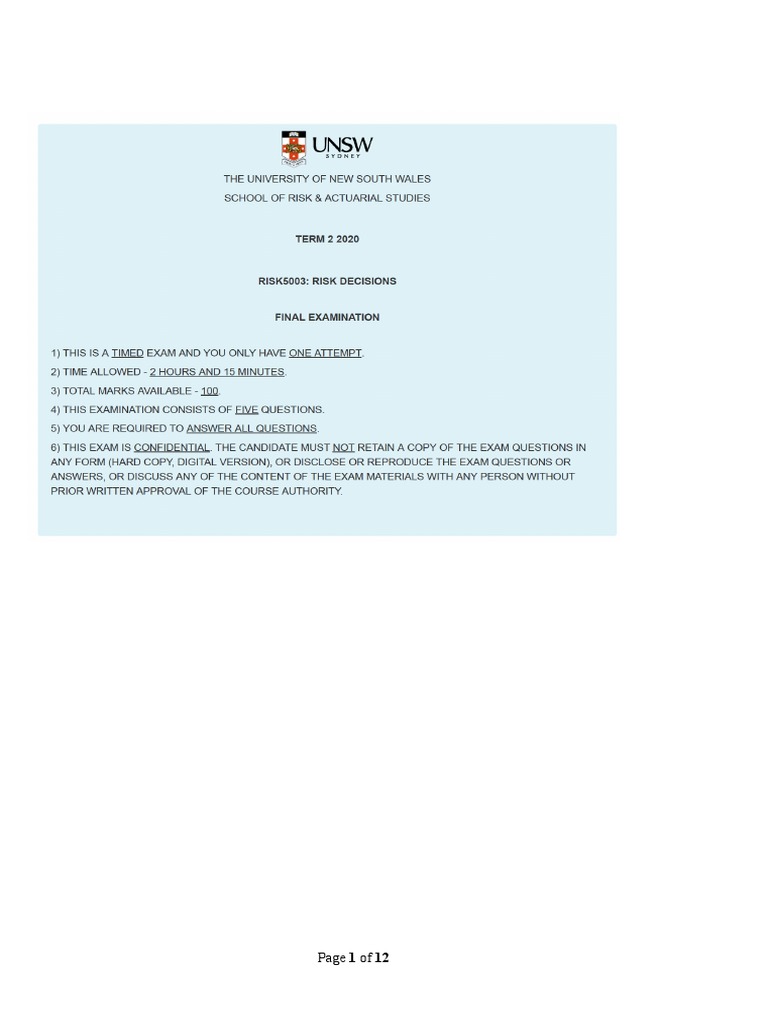 Final Exam Past Paper T3 2020 Solutions | PDF