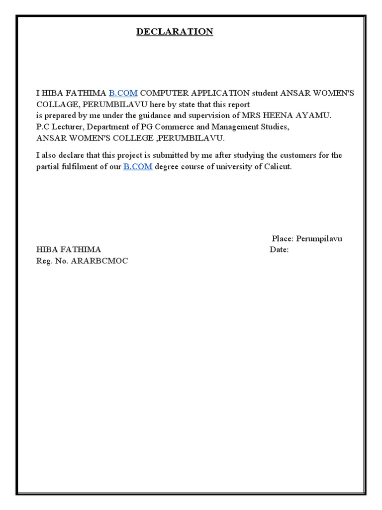 Hiba Project Bcom | PDF | Career & Growth