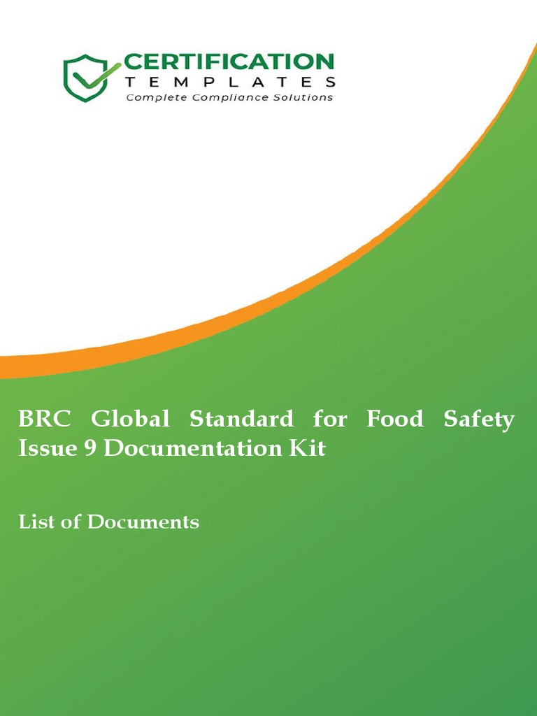 CT09 1 BRC Food Issue 9 Documentation Kit Demo | PDF