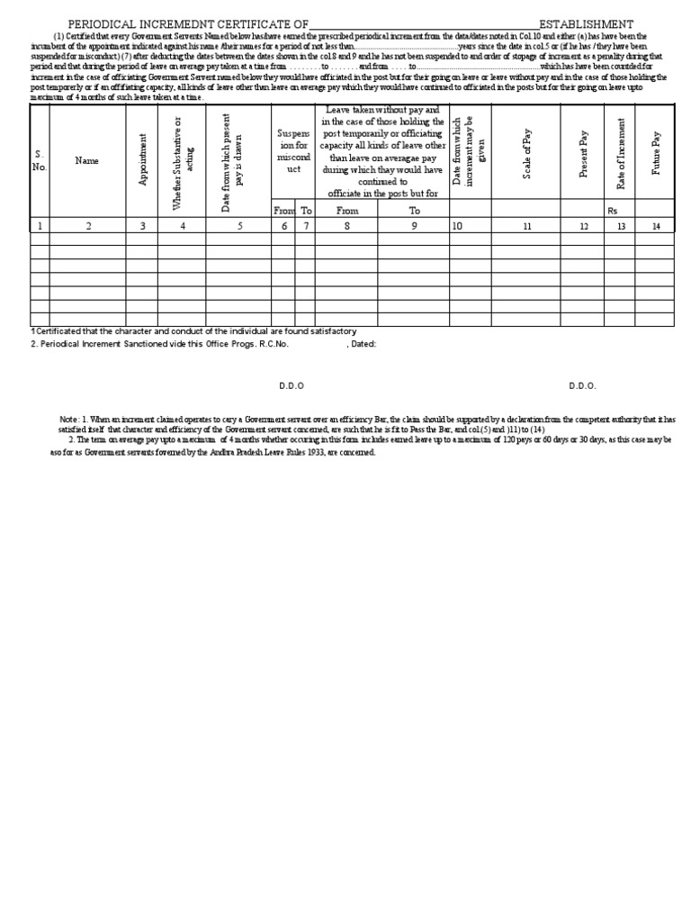 Increment Form | PDF