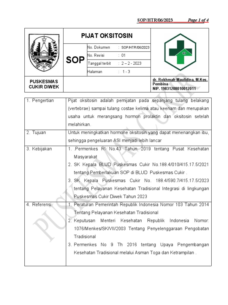 Sop Pijat Oksitosin | PDF