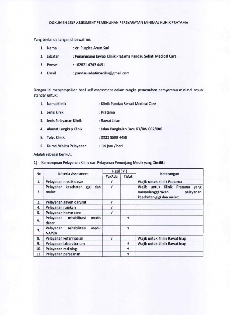 Dokumen Self Assesment | PDF